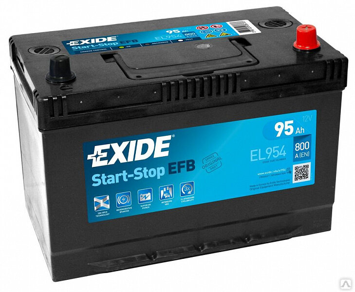 Аккумулятор автомобильный Exide EFB EL954 6СТ-95 обр. (Start-Stop) 306x173x225