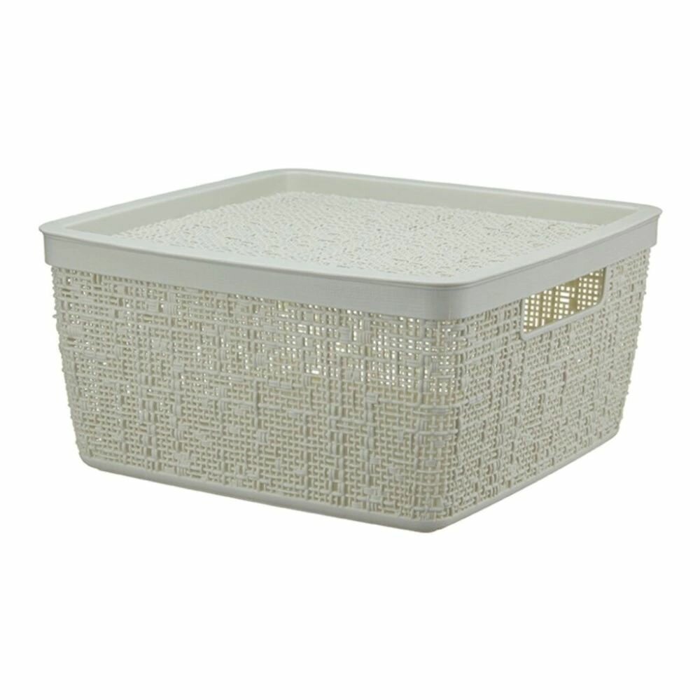 Корзина для хранения бязь с крышкой 28x14x28 см 5,5 л белая