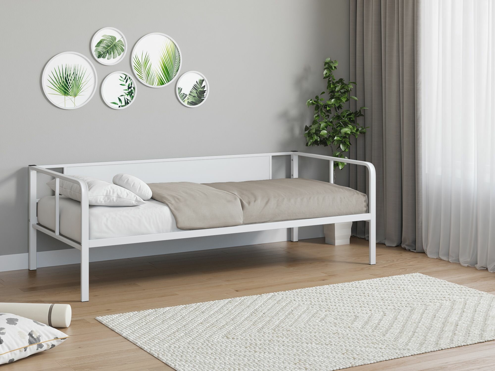 Односпальная кровать Арга Лофт 90х190 см Белый/белый без ящиков