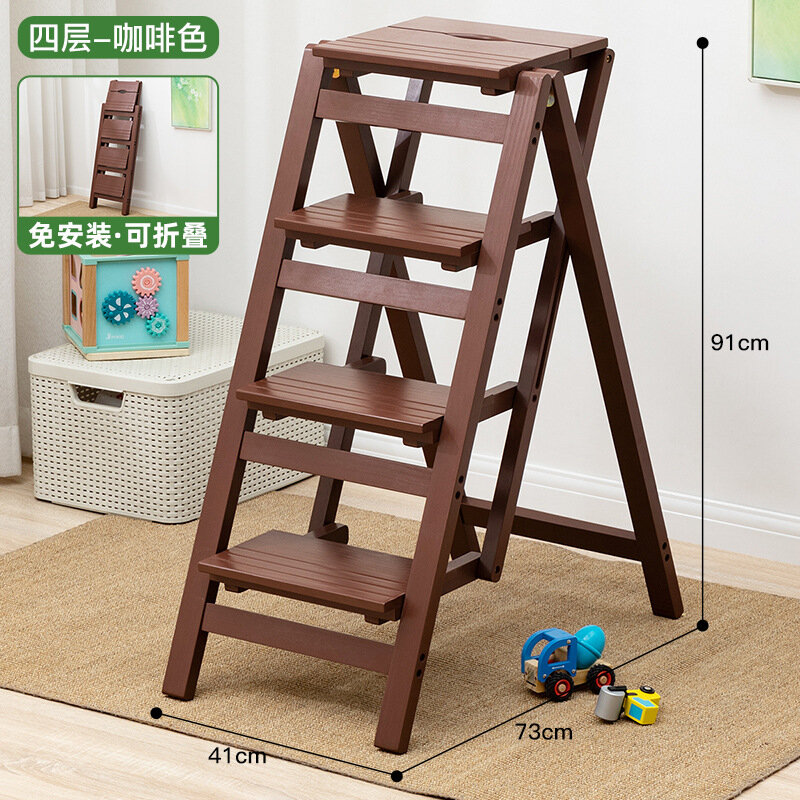 Лестница из массива дерева, складная лестница для дома, внутренняя лестница, табурет, может использоваться как стул, многофункциональная лестница двойного назначения, ступенчатая лестница