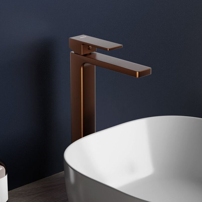 Смеситель для раковины Damixa Gala розовое золото, высокий, гарантия 10 лет, Дания