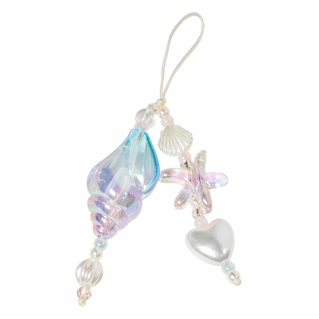 Уникальный брелок для телефона с блестящей ракушкой, звездами и жемчугом, Розовый и фиолетовый