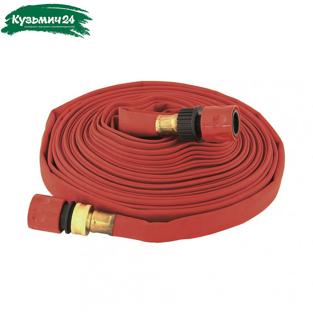 Шланг для полива Feona 3/4" в48554 брандспойт, высокопрочный, тканевый с латунными фитингами, длина 17.5 м