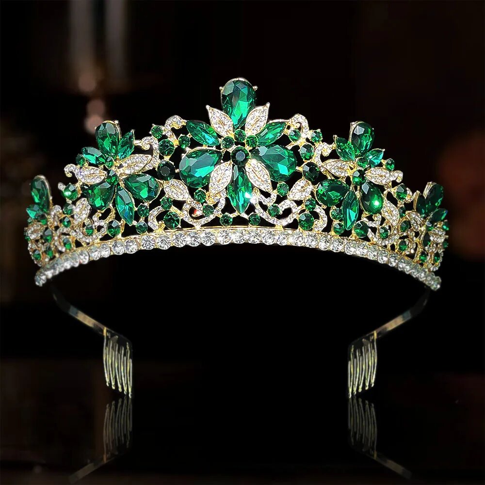 DIEZI фиолетовая тиара из горного хрусталя green gold