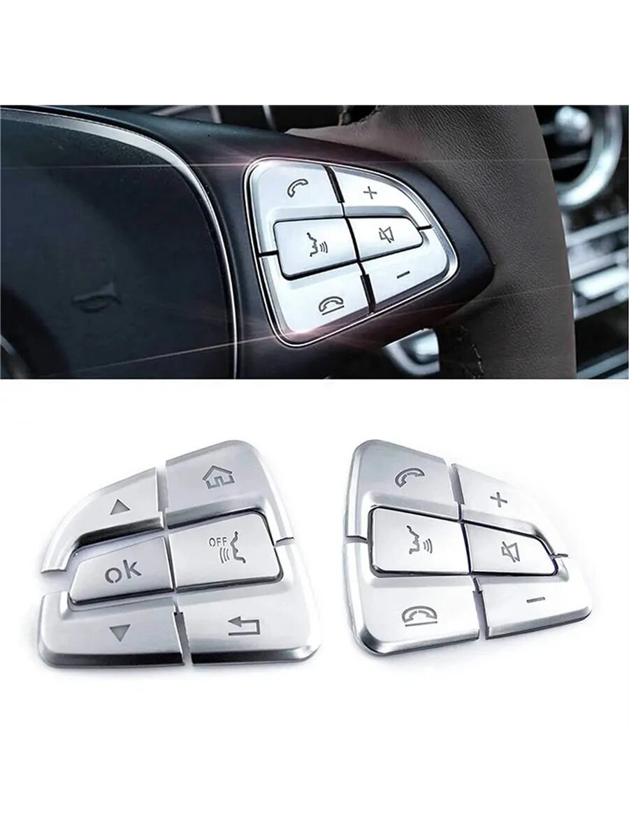 Хромированная Наклейка На Кнопку Рулевого Колеса Для Mercedes Benz A B GLA GLS GLE CLS