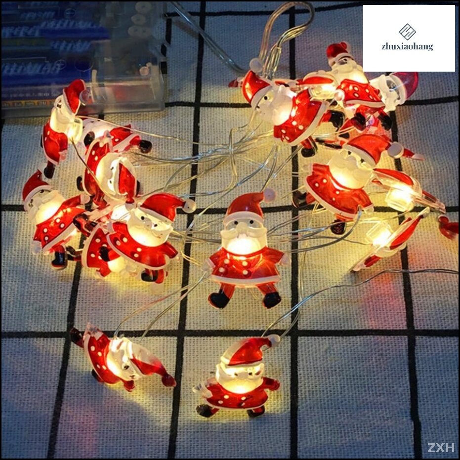 Эксклюзивная светодиодная гирлянда на батарейках 20 led с фигурками снеговика, трости, елки и сантаклауса для домашнего декора, длина 2 метра