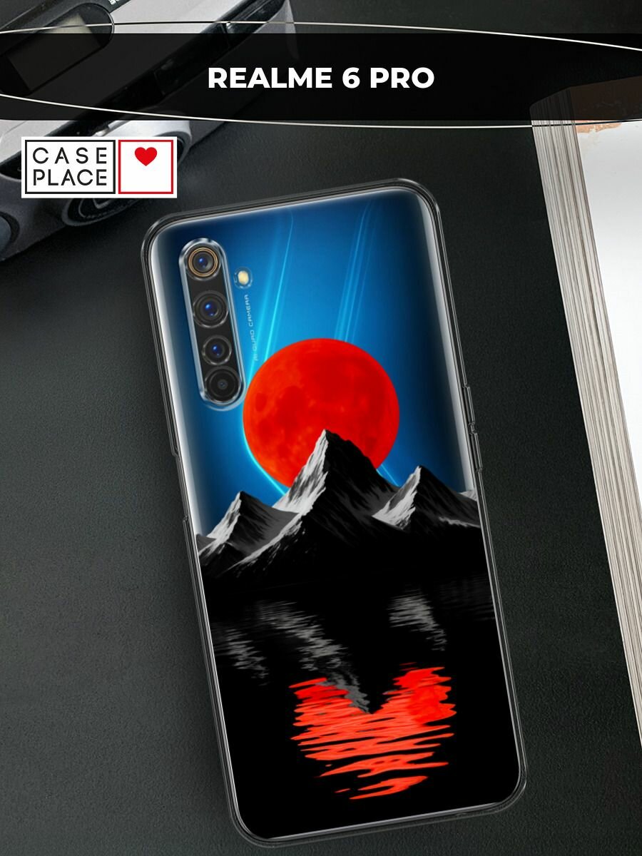 Чехол на Realme 6 Pro / Реалми 6 Про с принтом Черная гора, прозрачный