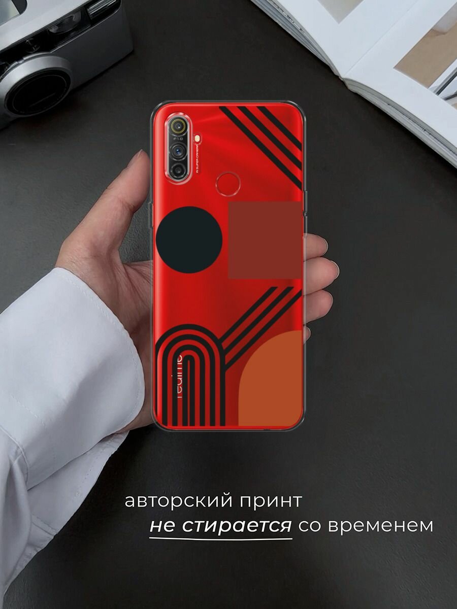 Чехол на Realme C3 / Реалми C3 с принтом Абстрактная композиция, прозрачный — фото 1