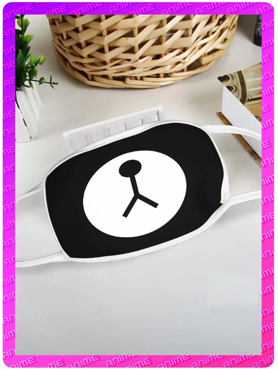 Аниме косплей маска японская тканевая черного цвета с медведь