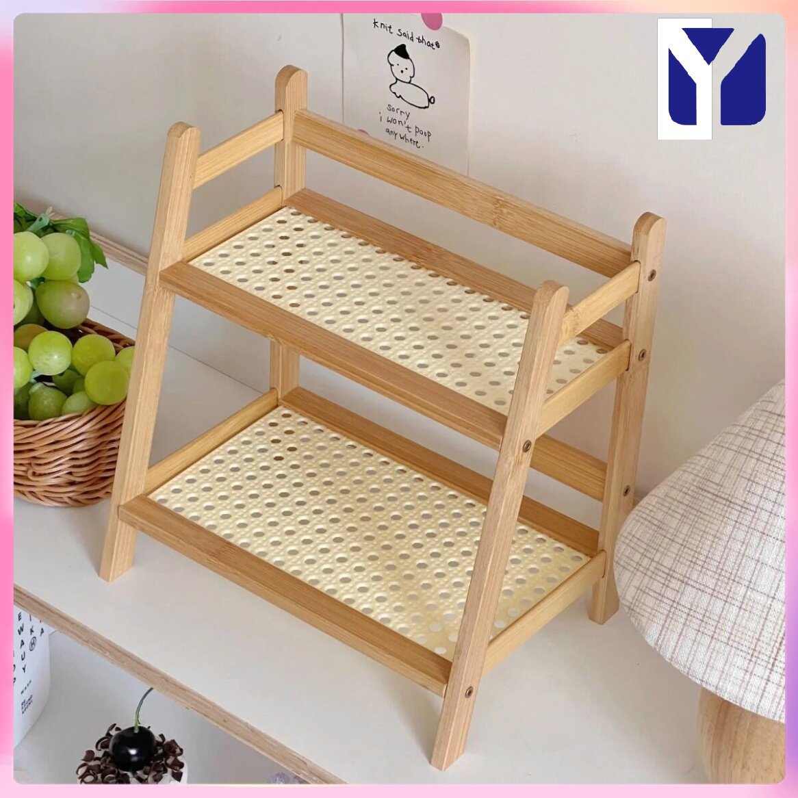 Эксклюзивная полка Log Color из ротанга и бамбука, 26.5 на 28.5 см