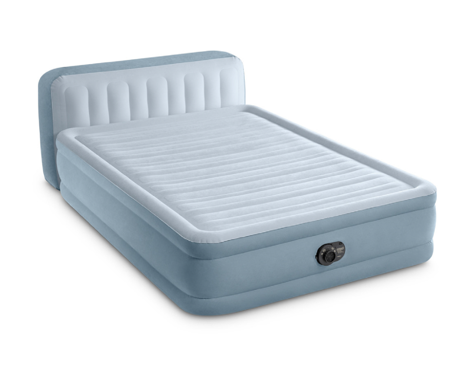 Надувная двуспальная кровать со спинкой 152х236х86 см + насос 220В, Intex 64450
