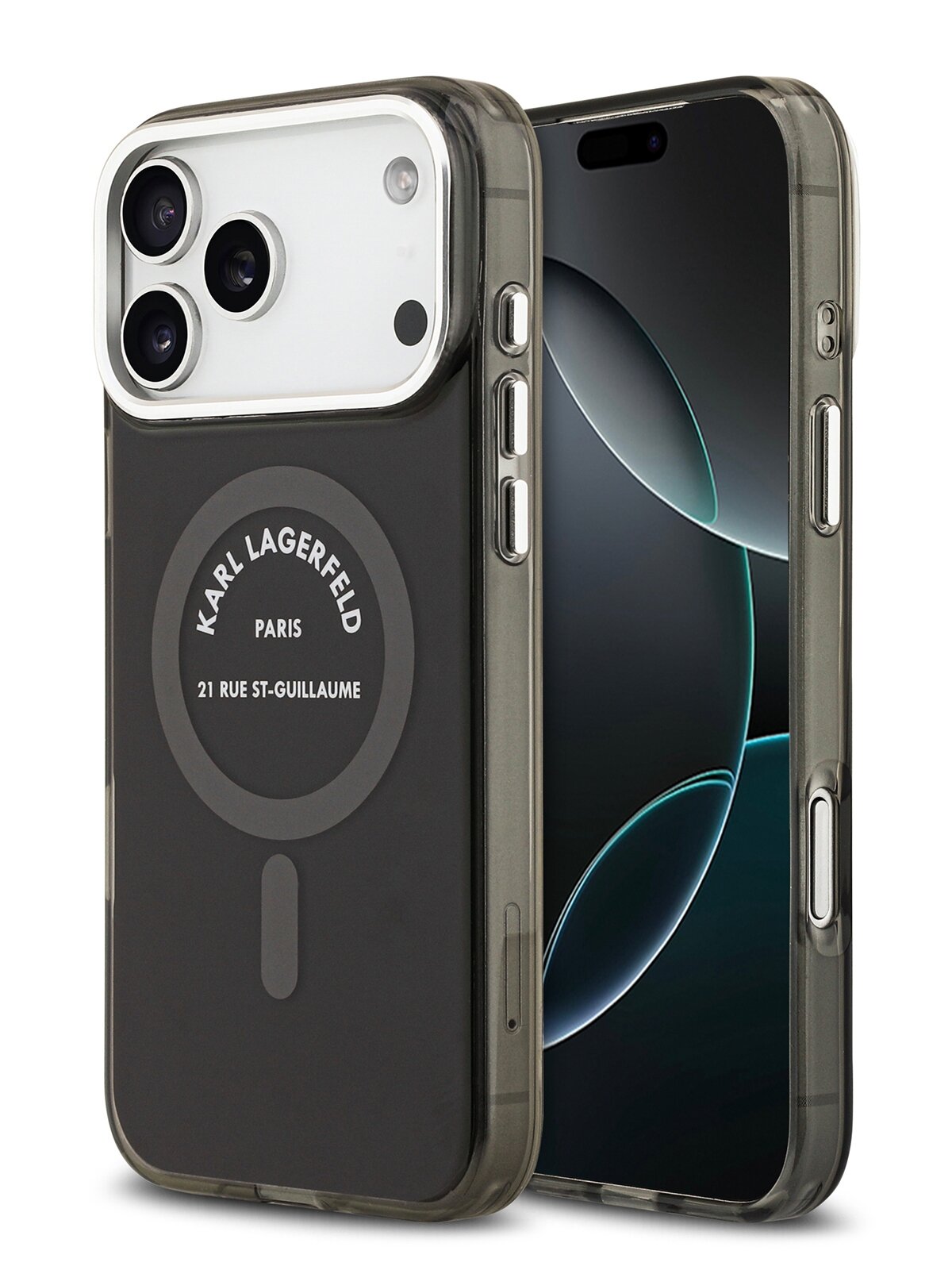 Karl Lagerfeld чехол с MagSafe для iPhone 17 Pro Max, IML RSG logo Metal camera, черный