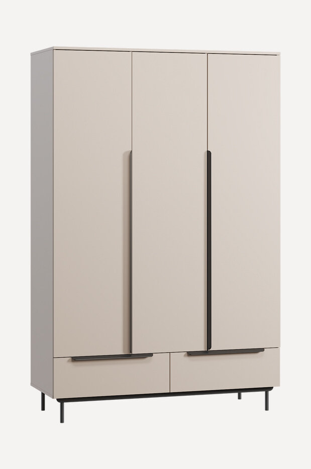Распашной шкаф для одежды Divan.ru Квелен-3 Латте, 144х55х220 см, 3 двери, бежевый