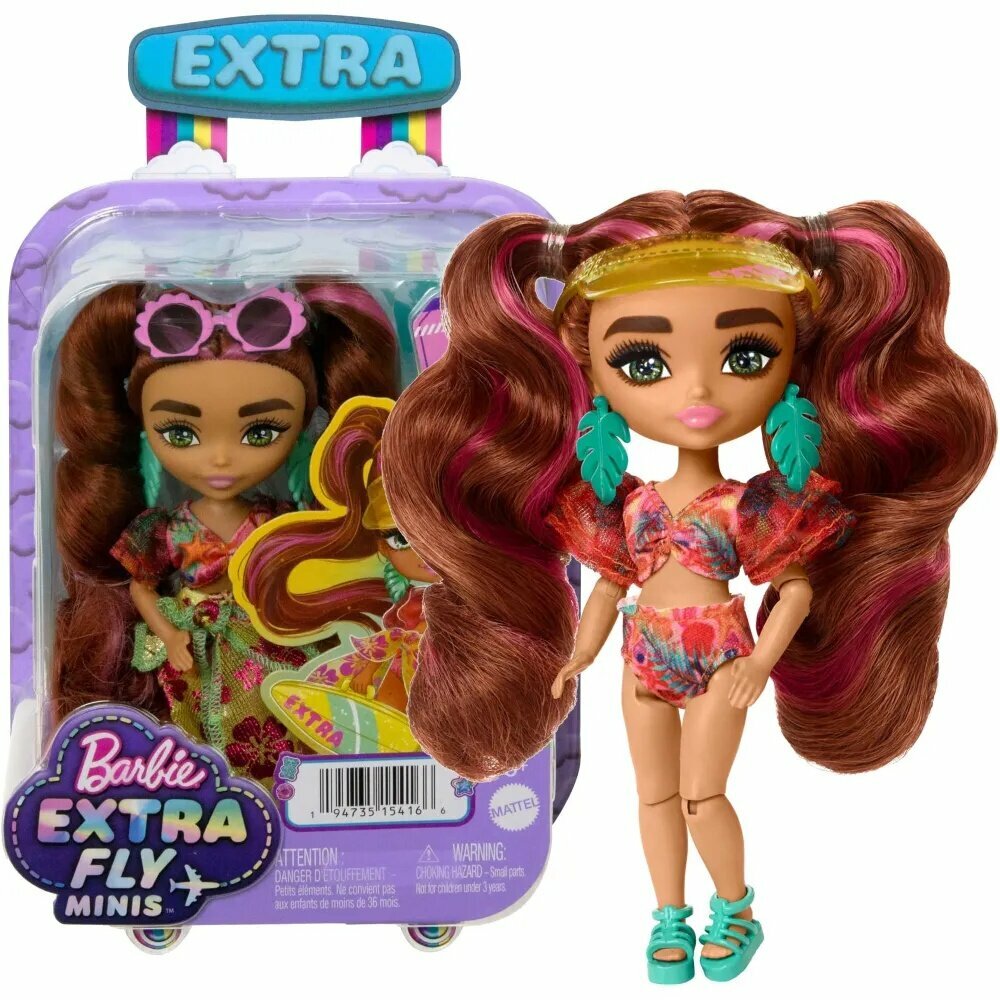 Barbie Extra Minis, кукла для путешествий в пляжной моде, Barbie Extra Fly