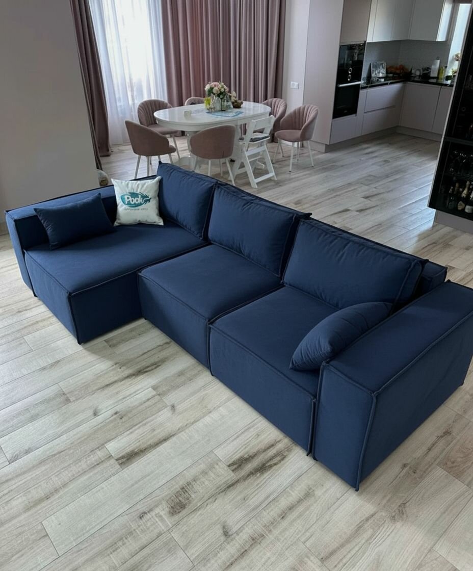 POOH Диван-кровать угловой Лофт(Норд ) velour Midnight, механизм еврокнижка