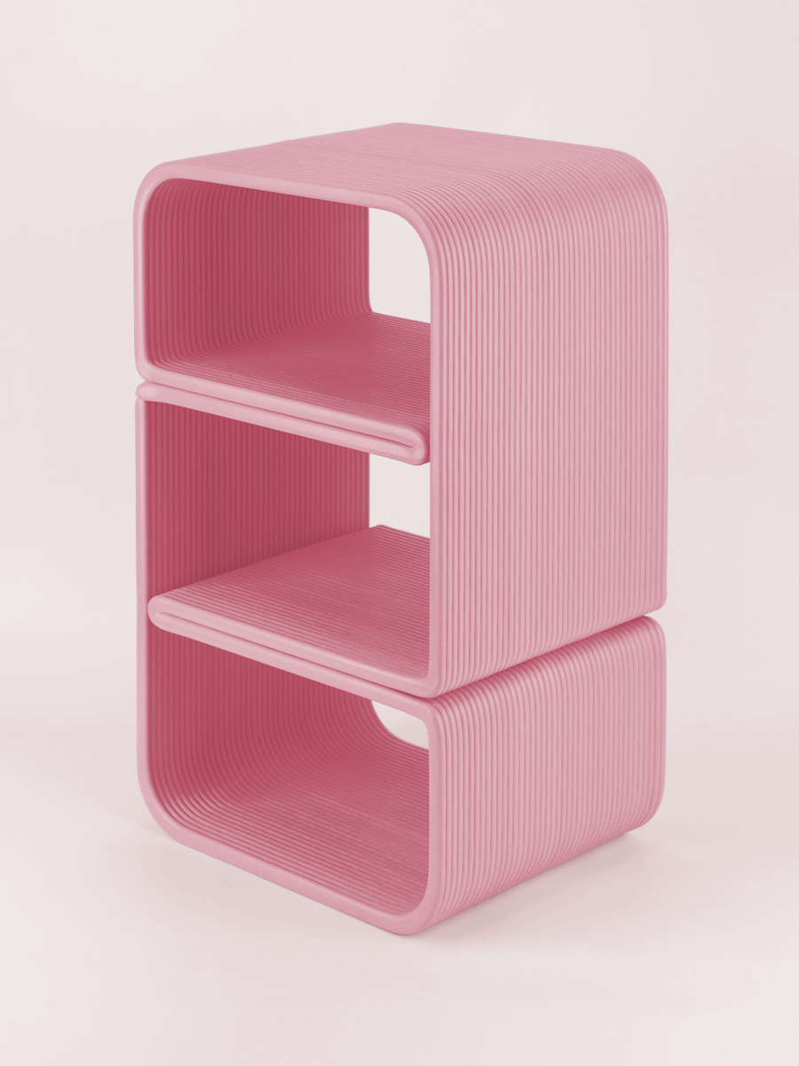 Столик-тумба из переработанного 3D-пластика, цвет - розовый