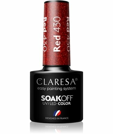 Лак для ногтей CLARESA SoakOff UV/LED Color Rainbow Explosion, красный, 5 г