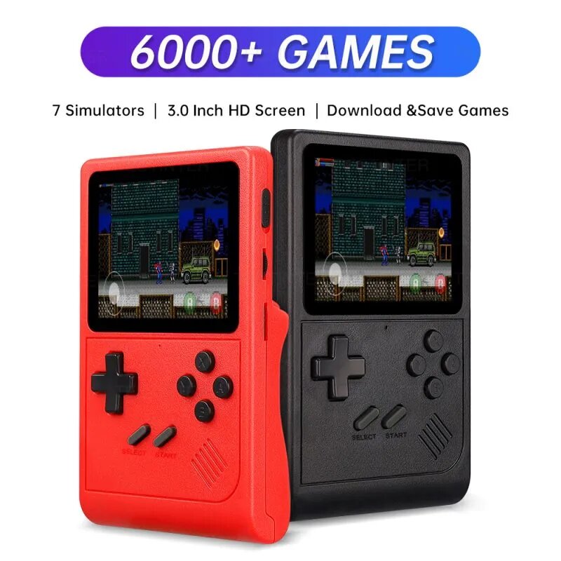 Портативная игровая консоль GB300 для SF/SFC/GB/GBA, поддержка AV-выхода, экран 3,0 дюйма, встроенные 6000 игр