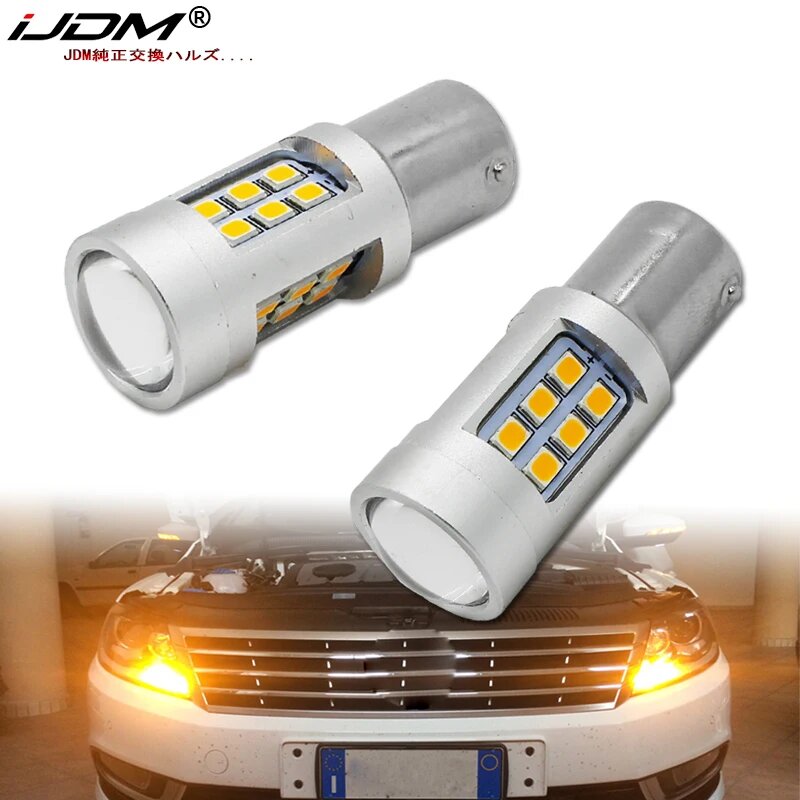 Светодиодные лампы iJDM High Power Amber Yellow Error Free 21SMD-2835 LED BAU15S 7507 PY21W 1156PY для передних указателей поворота 7507 LED