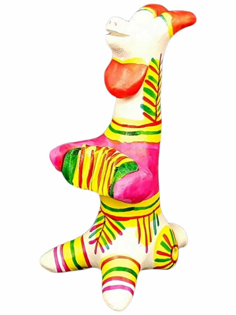 Козел с подарком-гармошка, Свистулька 10-13 см, Филимоновская глиняная игрушка, ручная авторская работа