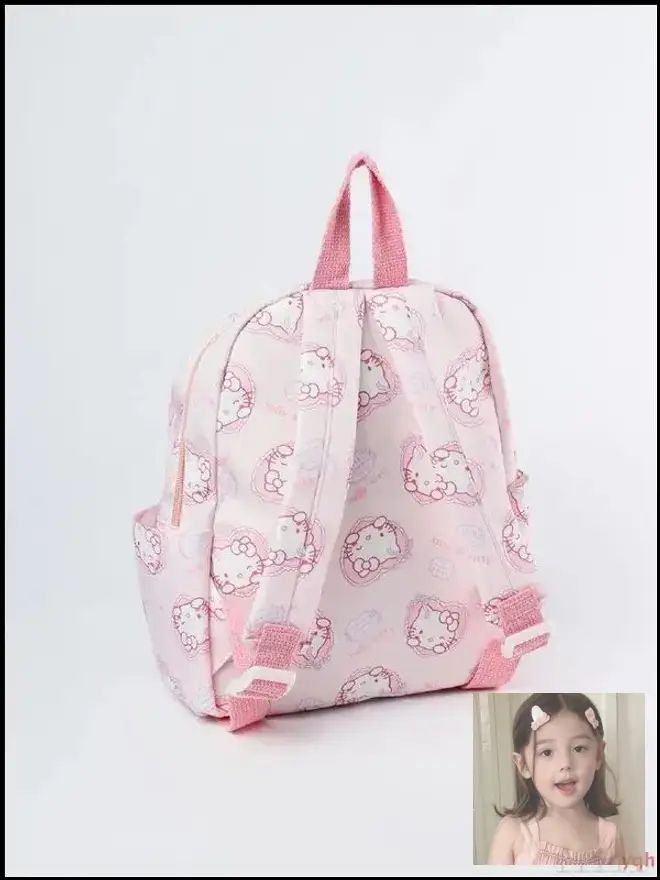 Рюкзак детский Hello Kitty Small для первоклассницы и дошкольника, розовый, с боковым карманом для бутылки — фото 1