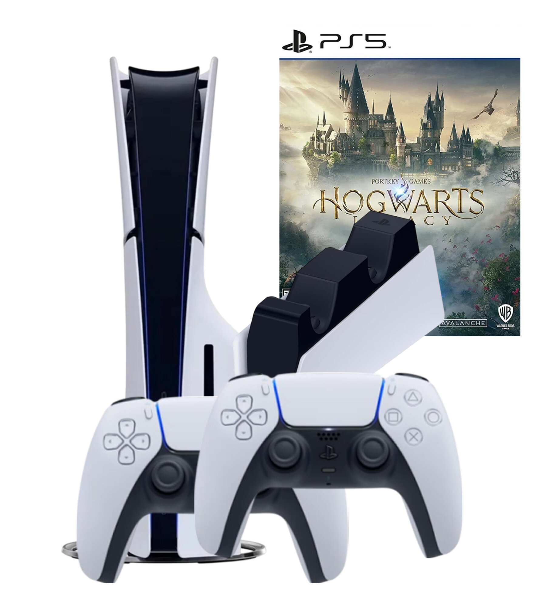 Игровая приставка PlayStation 5 Slim Disk + игра Hogwarts Legacy + Dualsense Charging Station+DualSense PS5 White