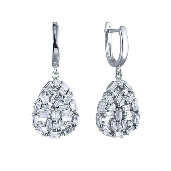 Серьги, серебро, 925 проба, фианит