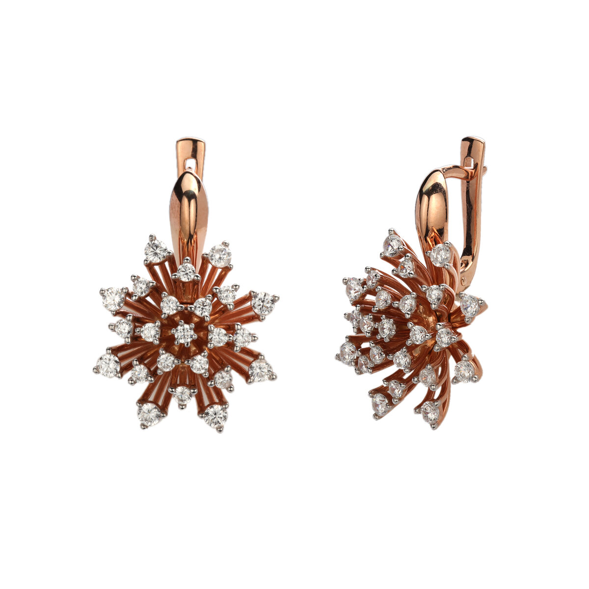 Серьги конго, серебро, 925 проба, фианит