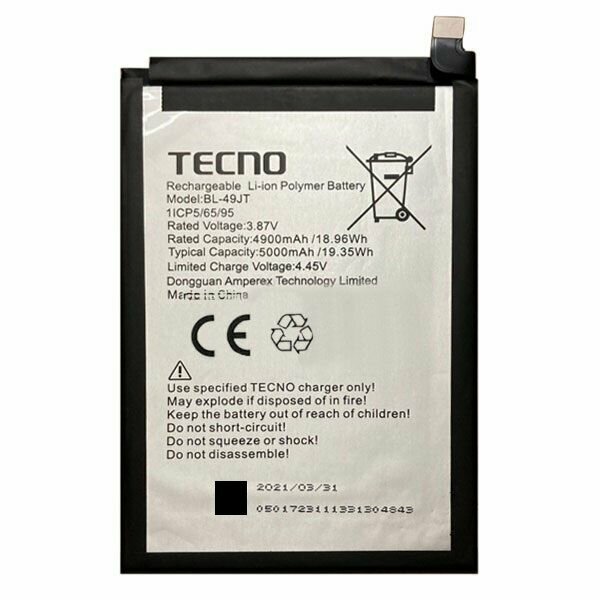 Tecno Camon 18P BL-49JT Аккумуляторная батарея