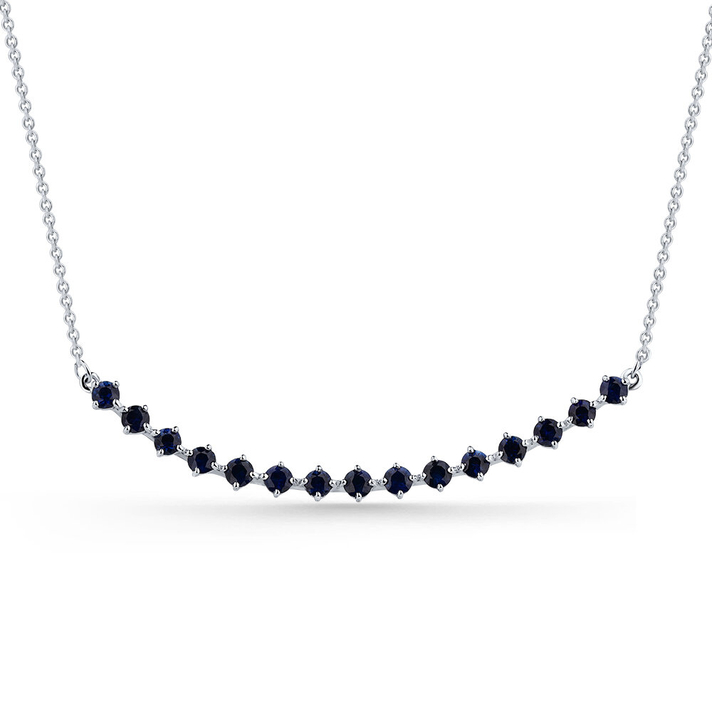 Колье, белое золото, 585 проба, сапфир