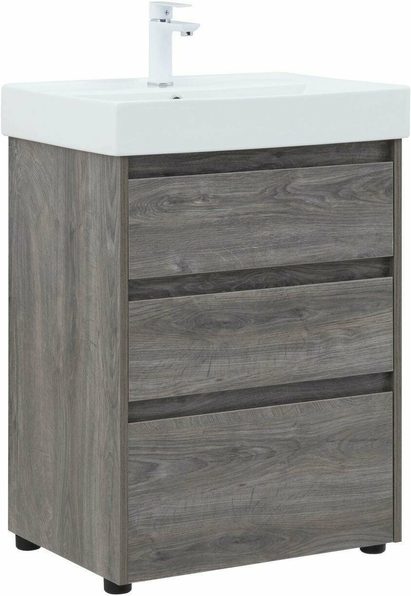 Тумба с раковиной Aquanet Nova Lite 60 дуб рошелье (3 ящика)