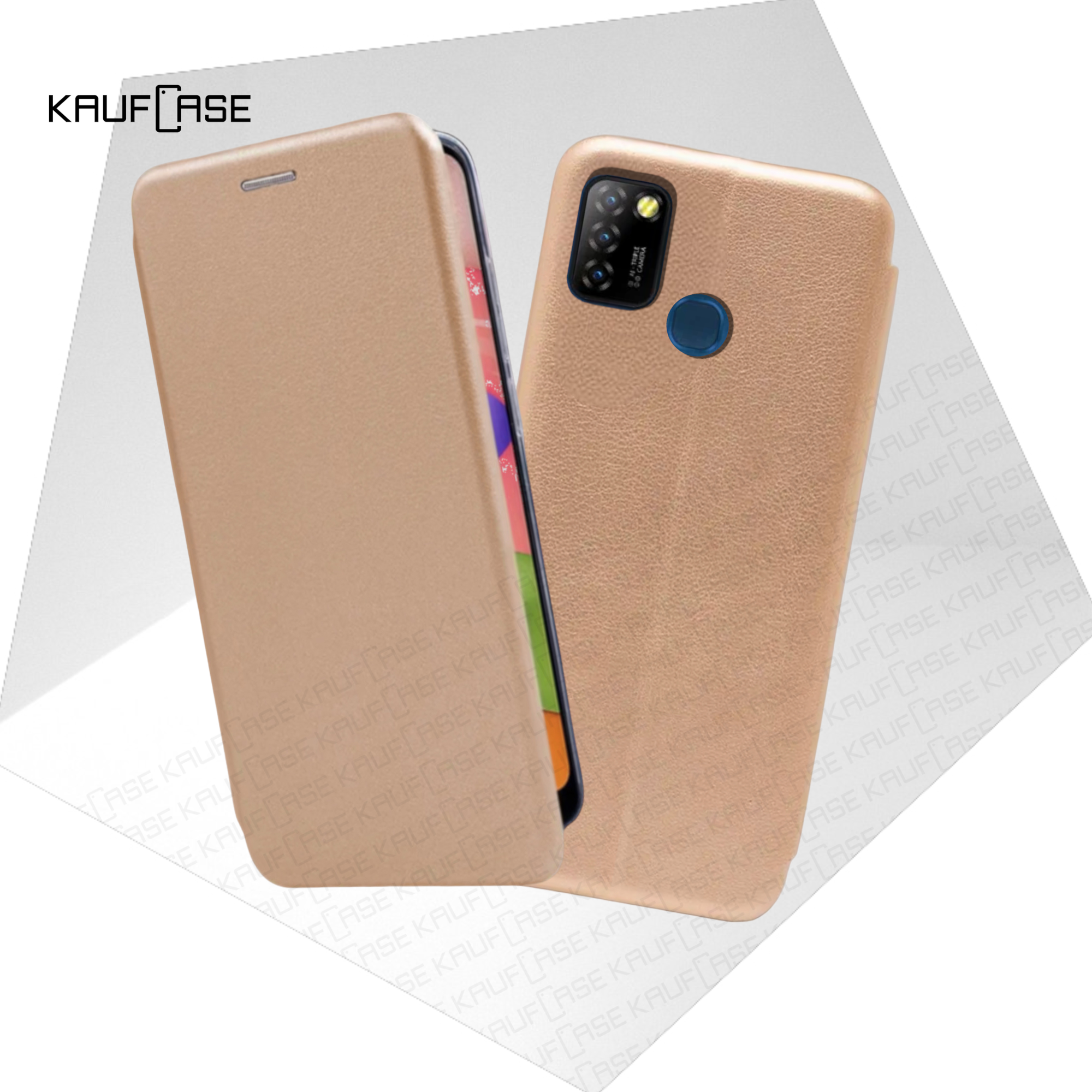 Чехол книжка для телефона Infinix Hot 10 Lite (X657B) (6.6"), золото. Текстура под кожу