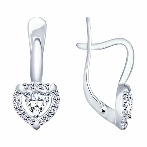 Серьги, серебро, 925 проба, родирование, кристаллы Swarovski
