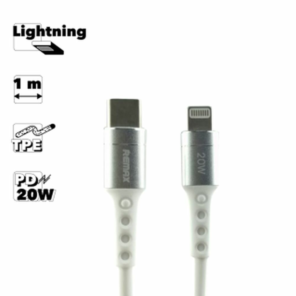 USB-C кабель Remax Chaining RC-198i C-L, Lightning 8-pin, PD 20Вт, 1 метр, TPE, белый