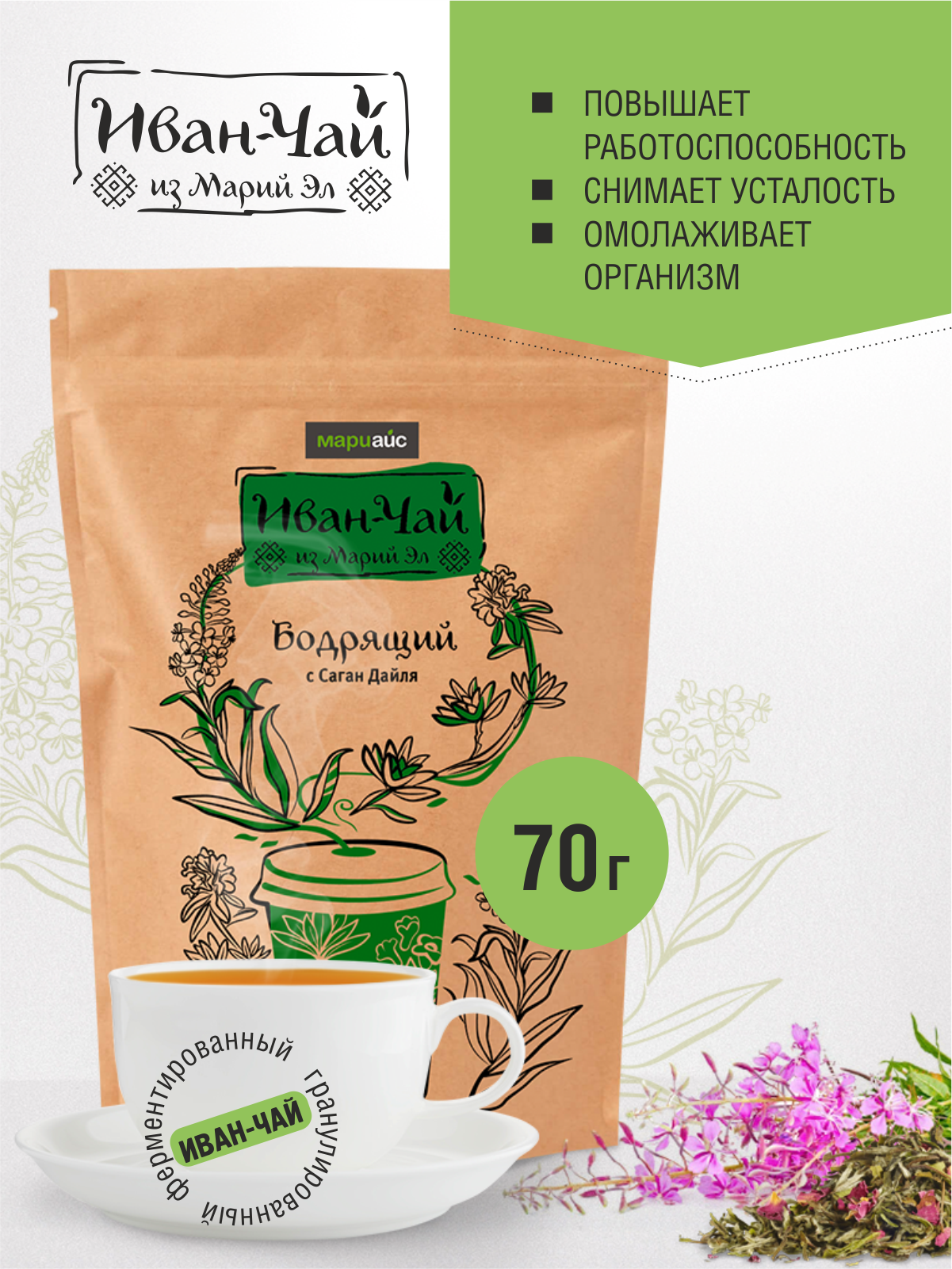 Иван - Чай Бодрящий МариАйс, травяной чай, гранулированный, польза для организма