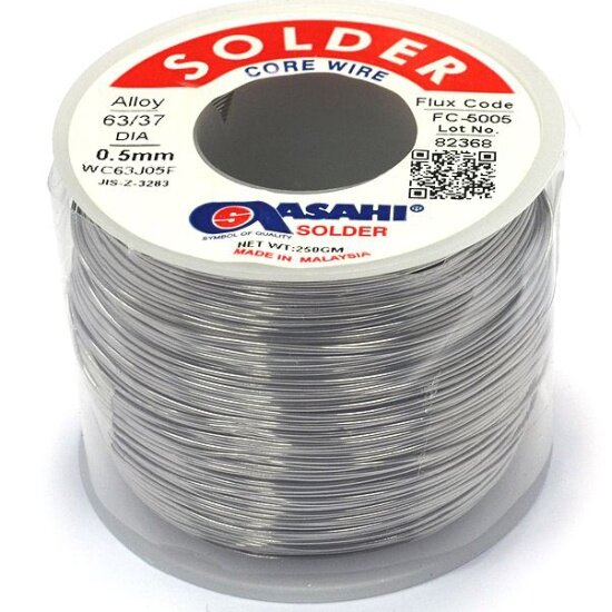 Припой с флюсом Asahi Припой WC63J05F, 0.5мм 0.25кг Sn63/Pb37 (FC5005 флюс RMA)