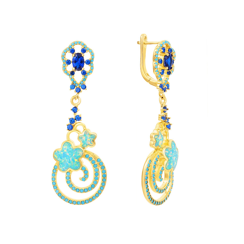 Серьги, серебро, 925 проба, опал синтетический