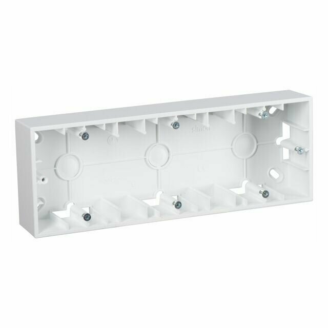 Коробка монтажная для накладного монтажа 3 поста белый, 80x222x37мм, 8 выходов, Россия
