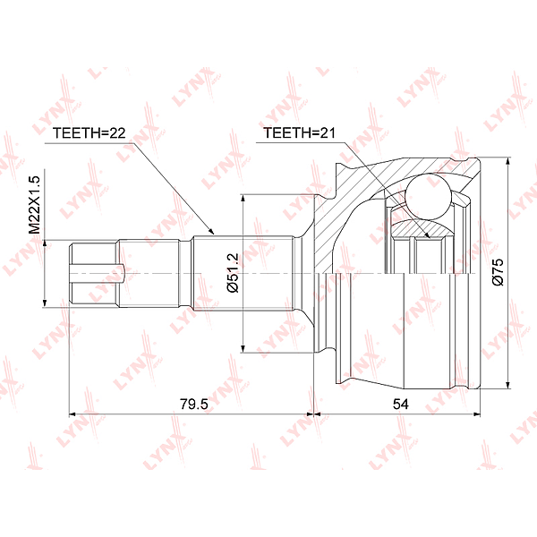 LYNXAUTO CO-3812 (151593 / 1603411 / 1810Z12) шрус наружный к-кт 21147\ Fiat (Фиат) Punto (Пунто) 1.2 / 1.4 / 1.9d 99