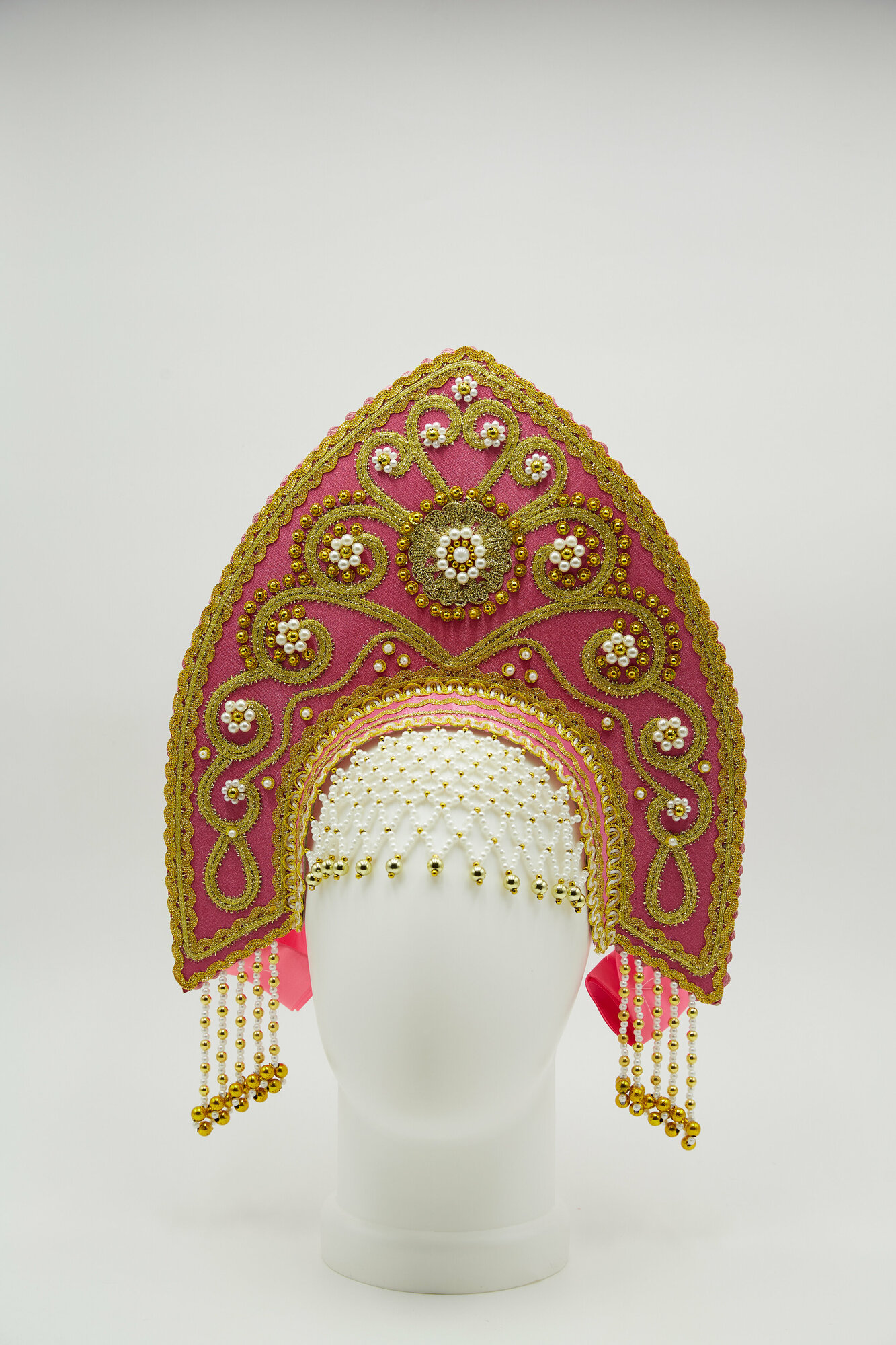 Кокошник Забава Углич "Ярославна" КЯ-04, розовый, золото