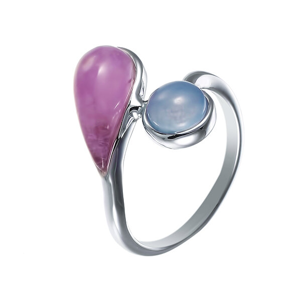 Кольцо ELEMENT47, серебро, 925 проба, аметист, агат