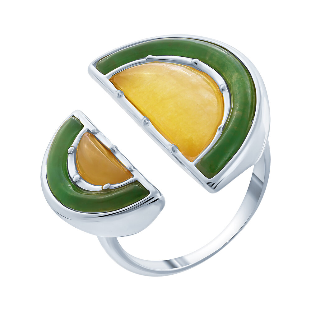 Кольцо, серебро, 925 проба, жадеит