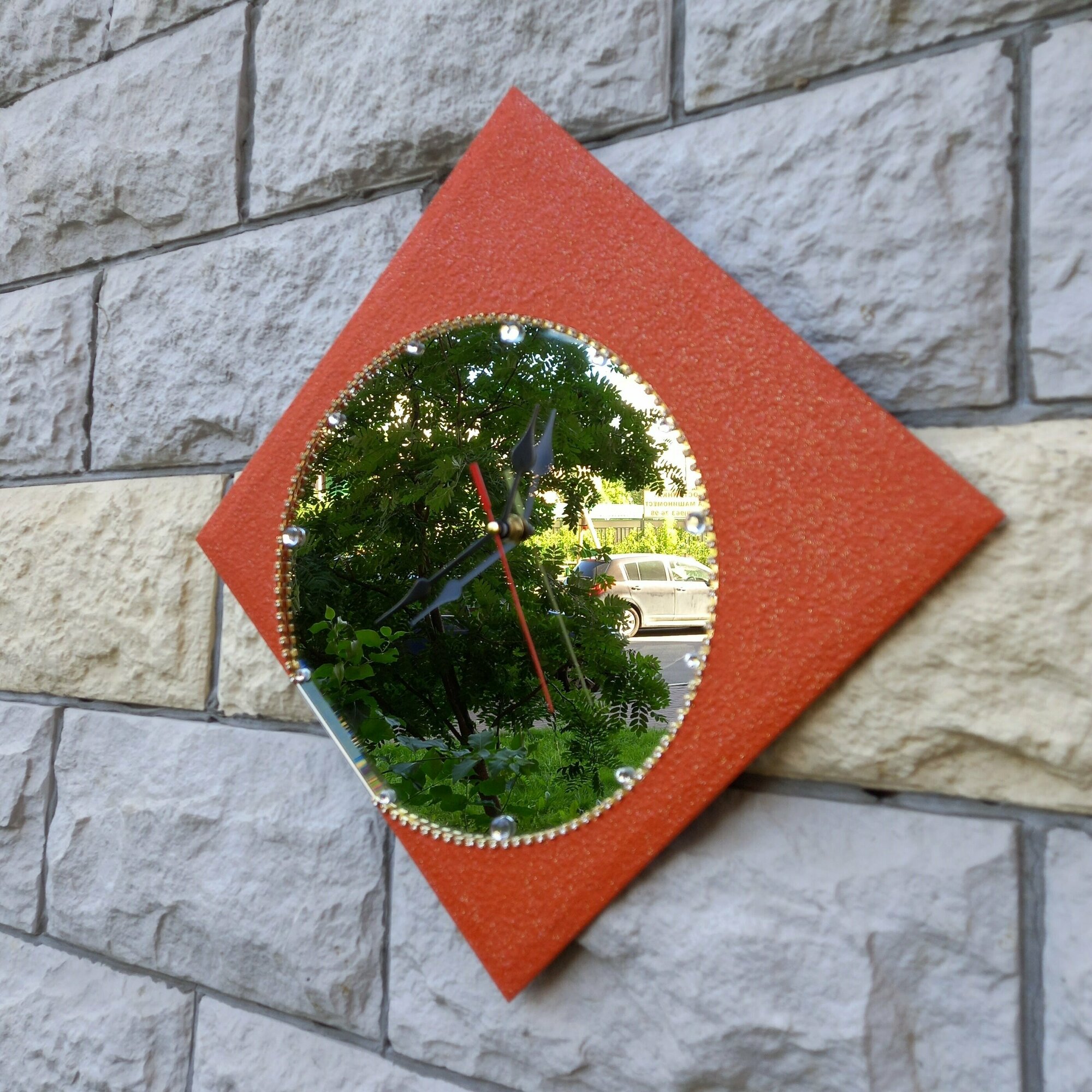 Часы настенные 42см "Цитрусовое утро" с инкрустацией