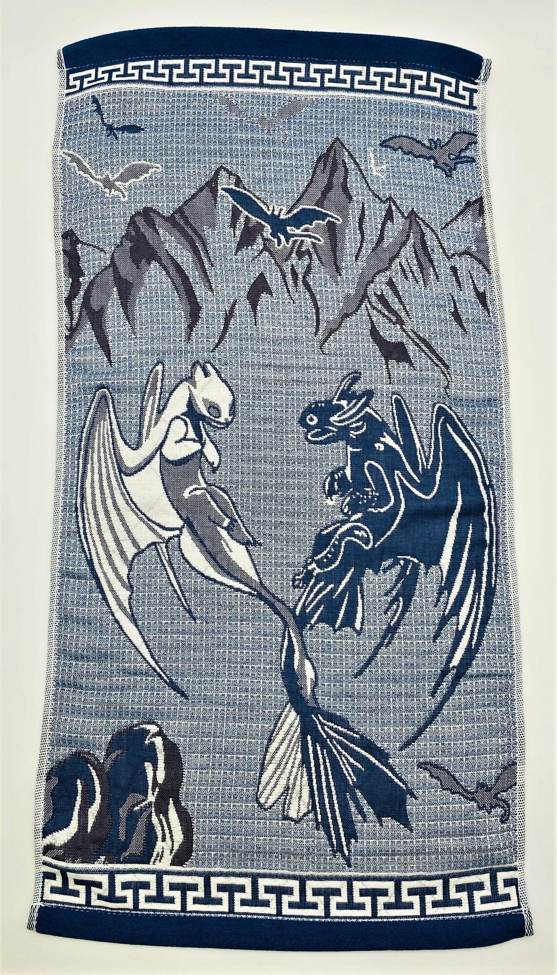 Полотенце хлопковое пляжное, банное, для ванны, для бассейна, для пляжа Два Дракона 70*140 см с петелькой