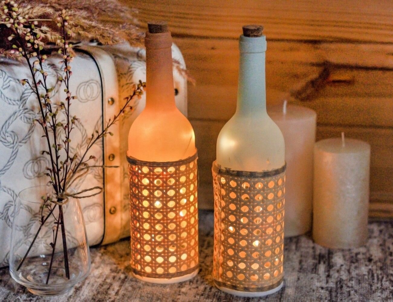 Светильник-бутылка, 10 теплых белых LED-ламп, 28 см на батарейках, стекло, Kaemingk