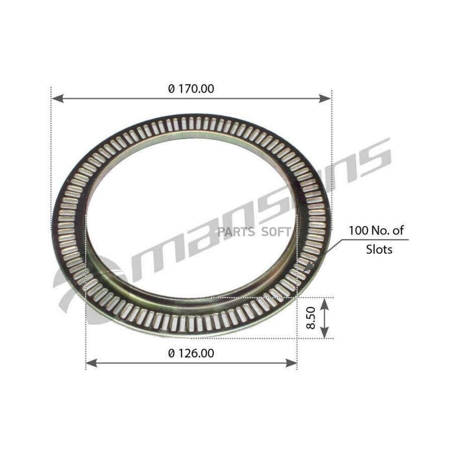 Кольцо ступицы! (м) D170xD126x8,5mm под ABS =100Nos Scania 4-ser/P/G/R/T-ser Mansons арт. 100069