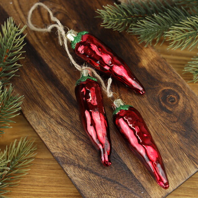 Стеклянная елочная игрушка Peperoncino 11 см, подвеска, Kurts Adler, NB1633