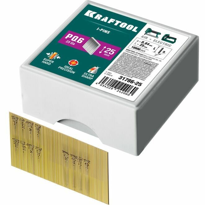 Шпильки(гвозди) для пневматического нейлера, P0.6, 25 мм, 10000 шт, KRAFTOOL