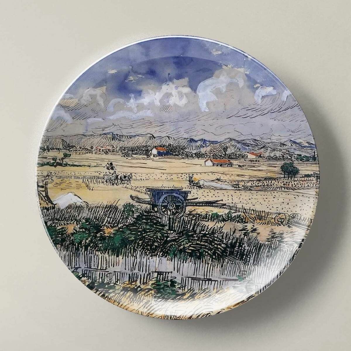 Декоративная тарелка с подвесом Диаметр: 200мм Дома в Провансе