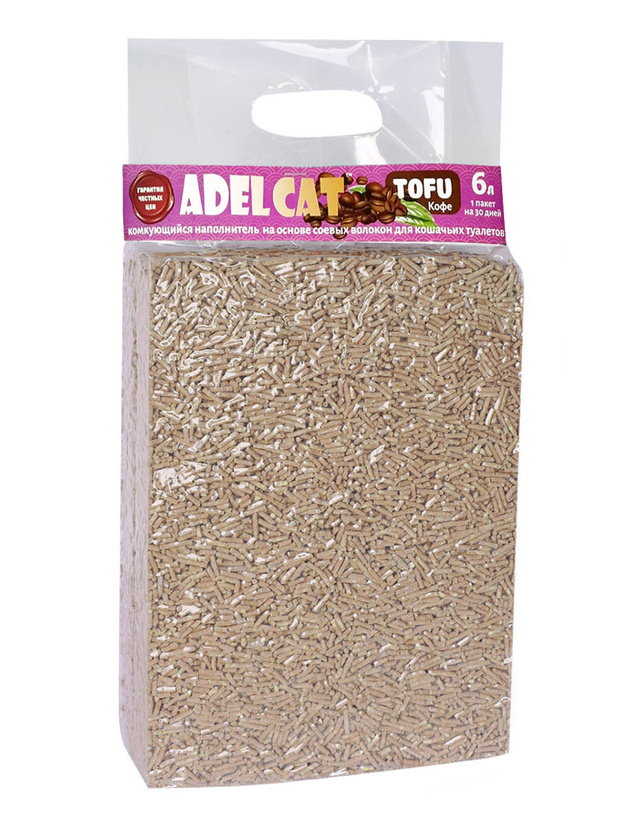 Наполнитель для туалета ADEL CAT "Tofu", соевый, 6 л, 2,5 кг